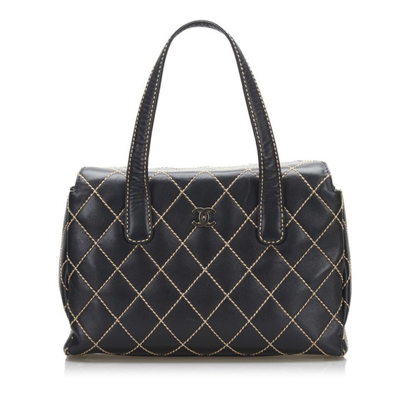 CHANEL | Bags | Chanel Wild Stitch Handbag Black Leather Ladies Chanel ...